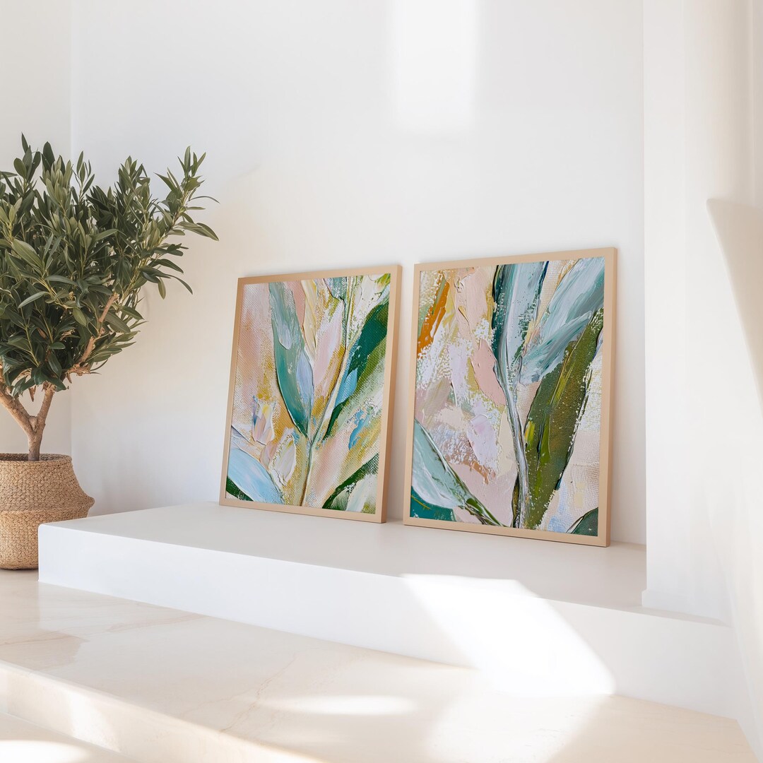 Set of Two Printable Tropical Art Prints, Tropical Wall Decor, Green ...