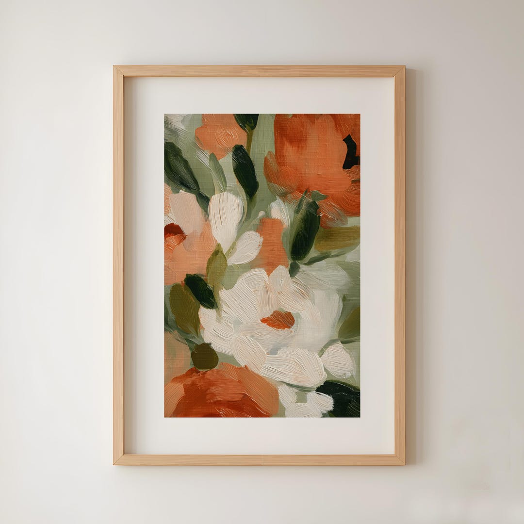 Abstract Floral Wall Art Print, Modern Boho Botanical Painting, Digital ...