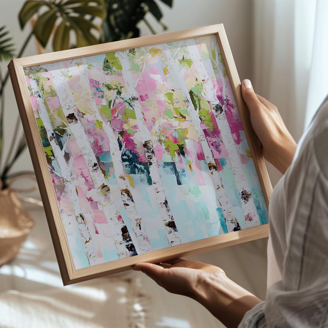 Printable Modern Abstract Painting, Digital Wall Art, Forrest, Trees ...