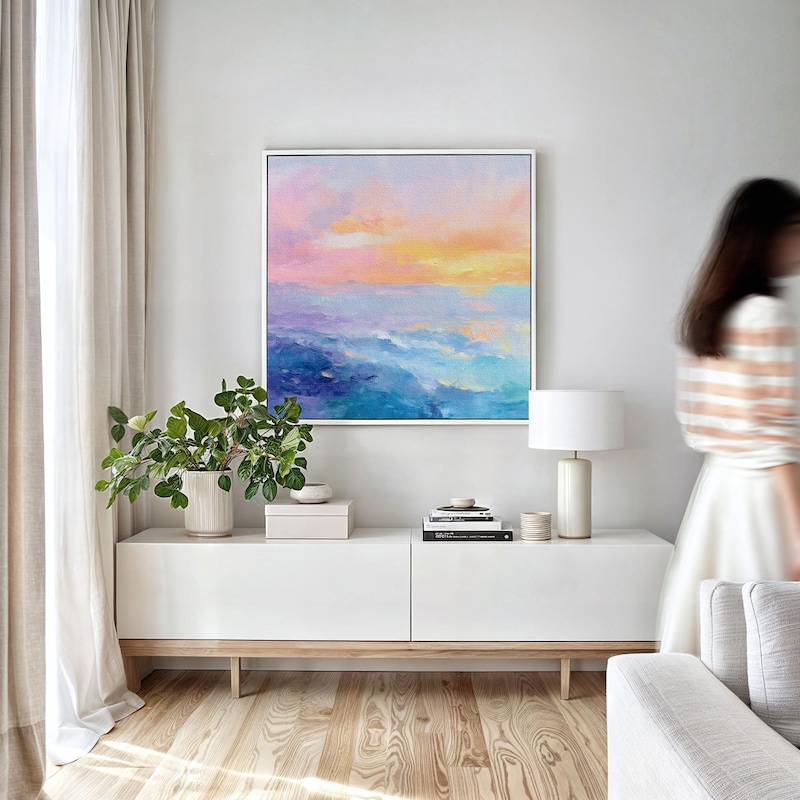 Abstract Sunset Over Sea Painting - Etsy