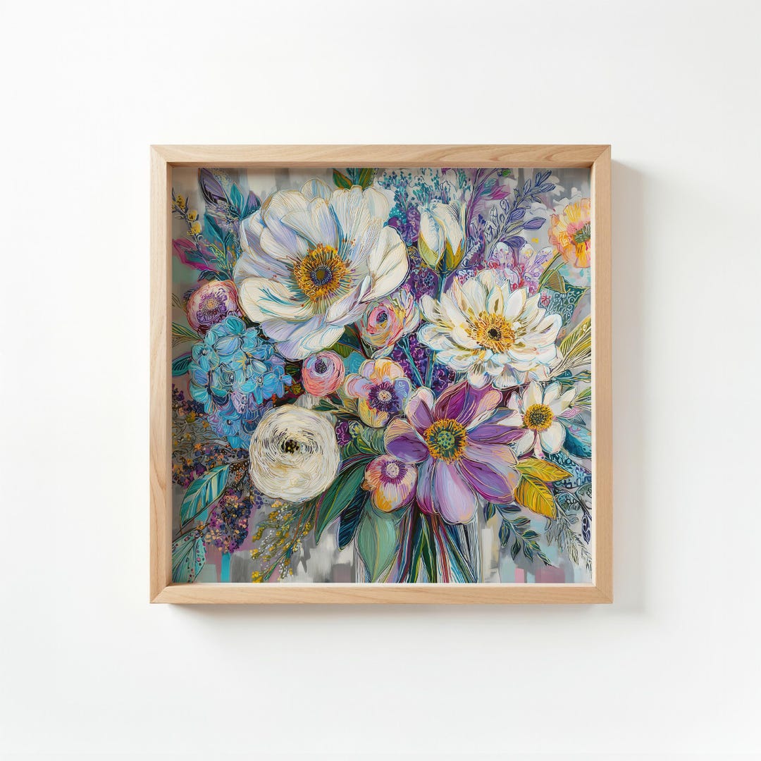 Printable Abstract Floral Art Print, Flower Painting, Floral Wall Art ...