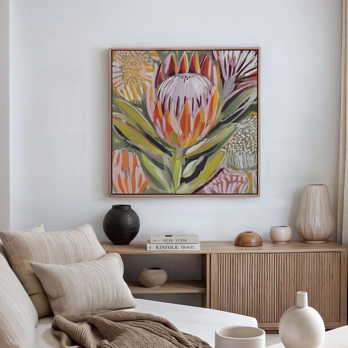 Australian Native Protea Art Print, Boho Wildflower Wall Decor ...