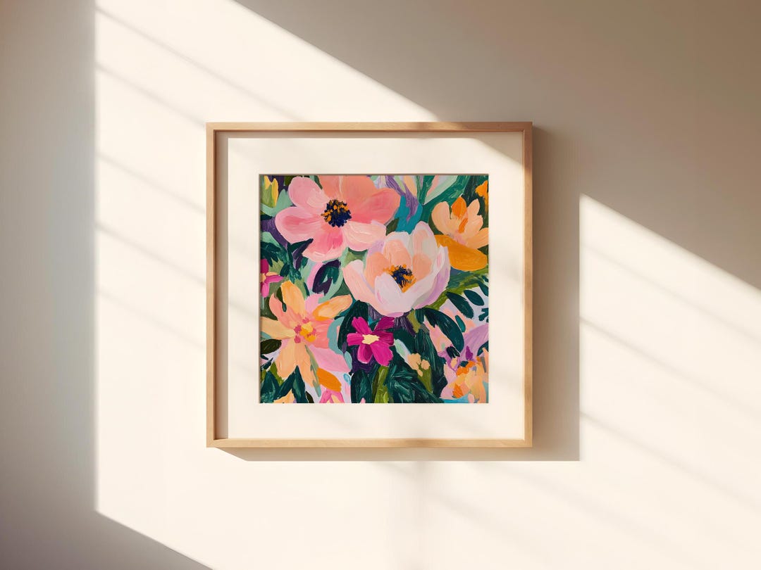 Printable Abstract Floral Art Print, Bright Floral Print , Floral Wall ...