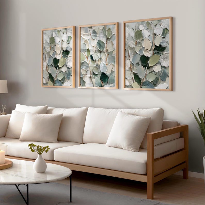 Abstract Eucalyptus Art Prints: Botanical Wall Decor Set (digital ...