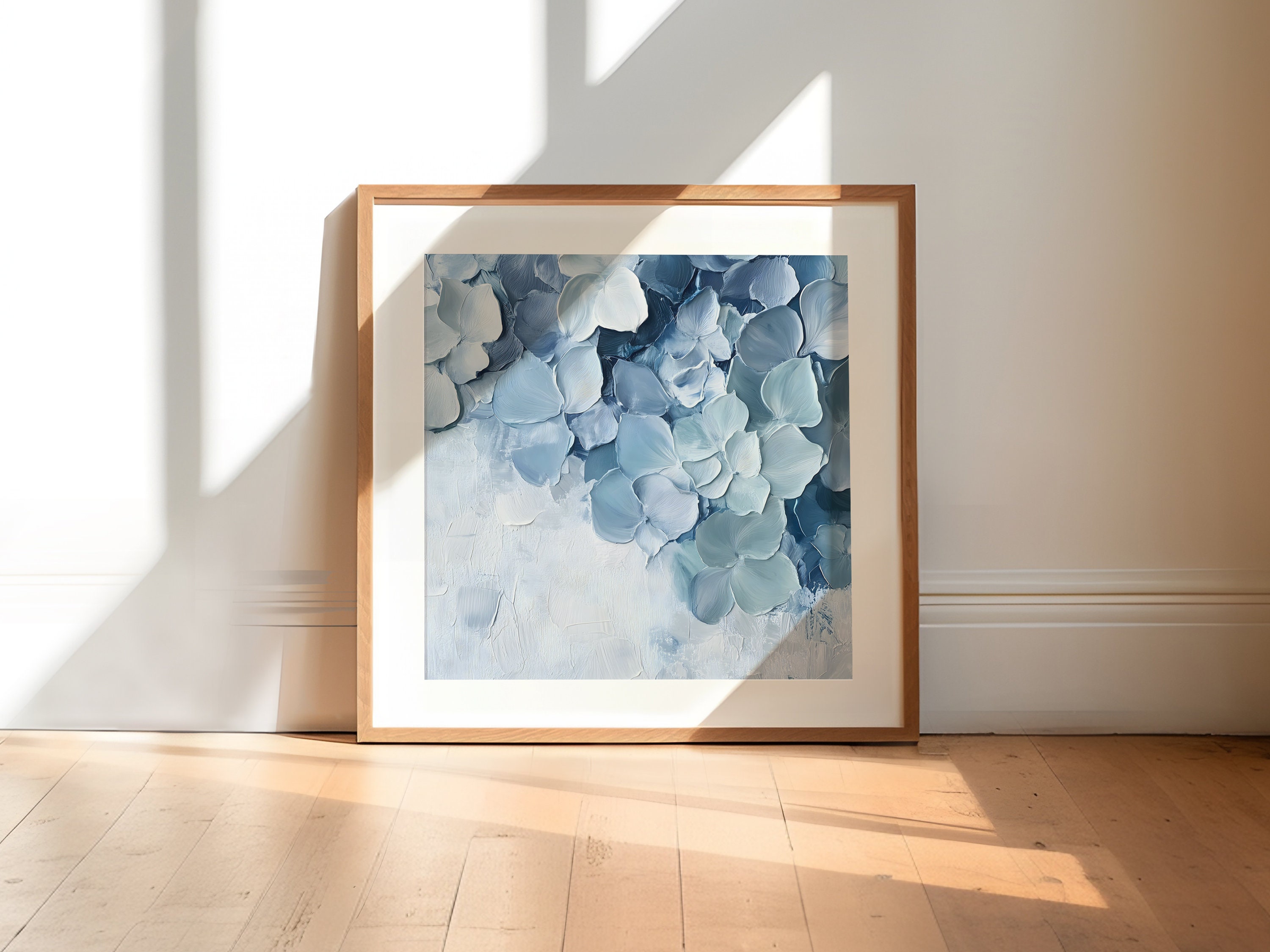 Printable Abstract Blue Hydrangea Art Print, Blue Tones, Blue Wall Art ...
