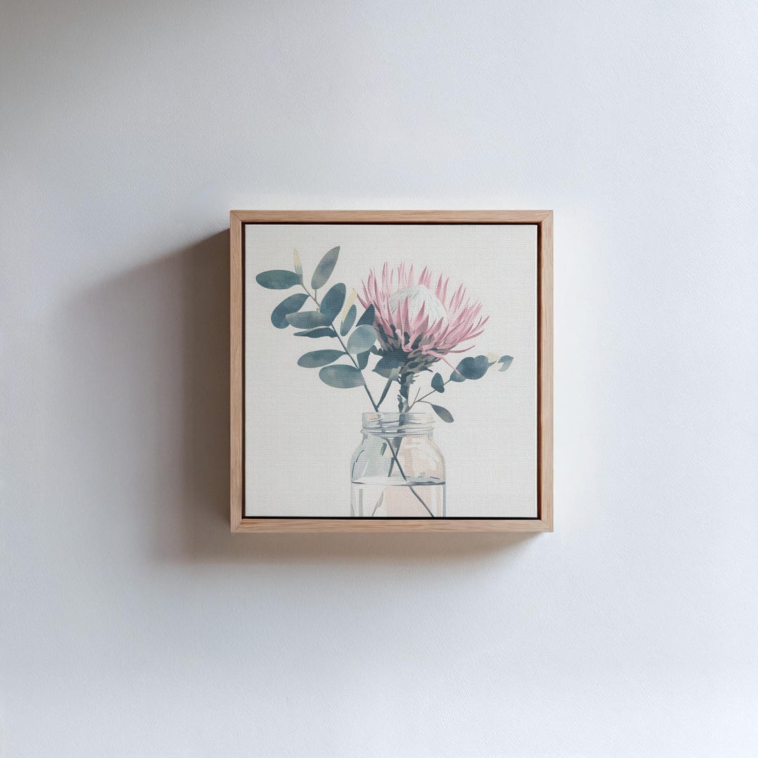 Printable Abstract Native Floral Art Illustration of Protea on a Vase ...