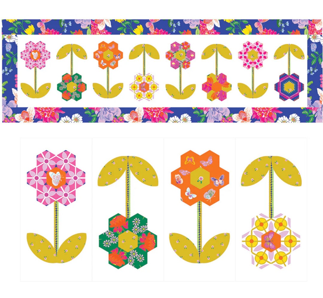 Flower Patch Table Runner EPP by Sue Daley Designs, With Acrylic ...