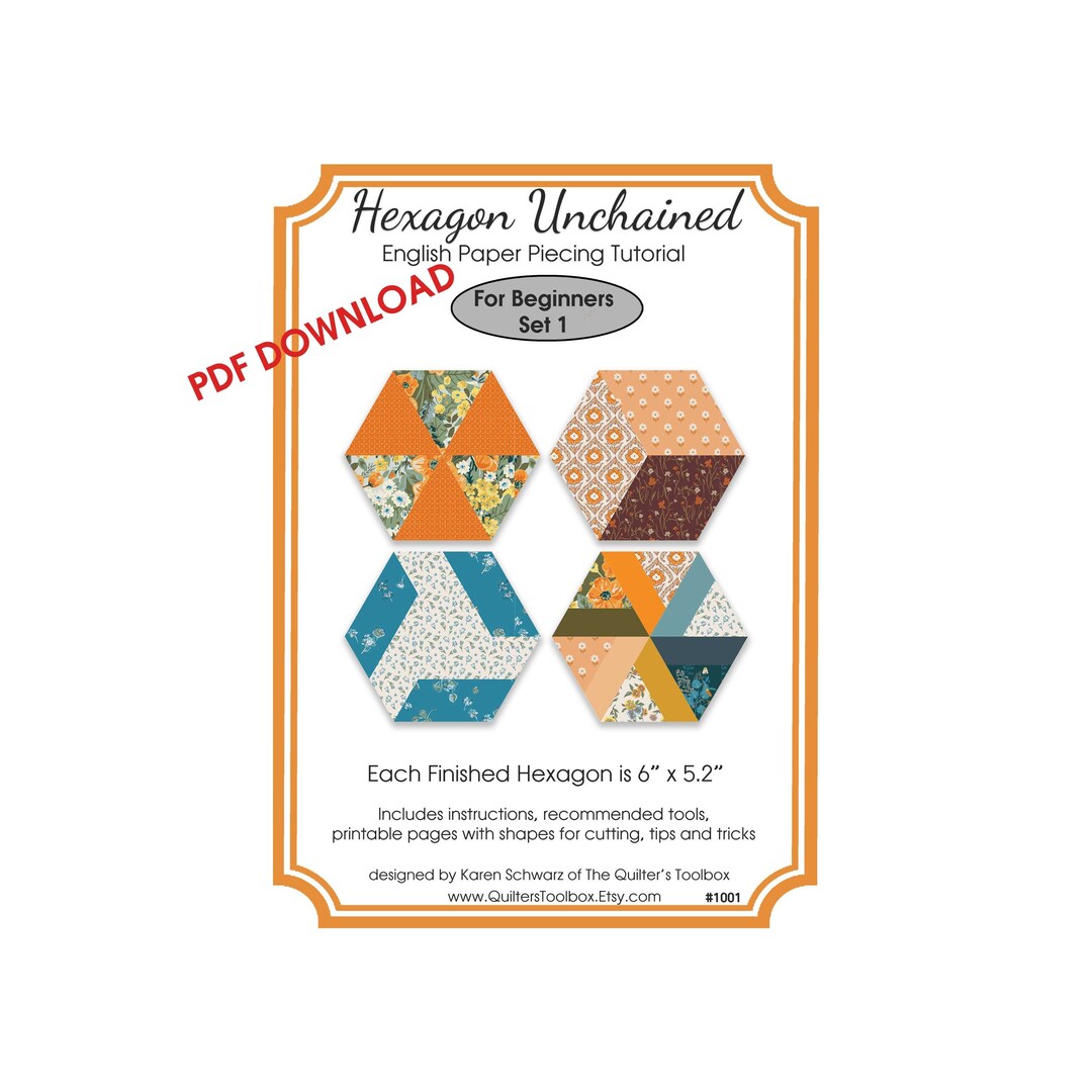 Digital Download, PIECED HEXAGON Tutorial English Paper Piecing EPP, 4 ...