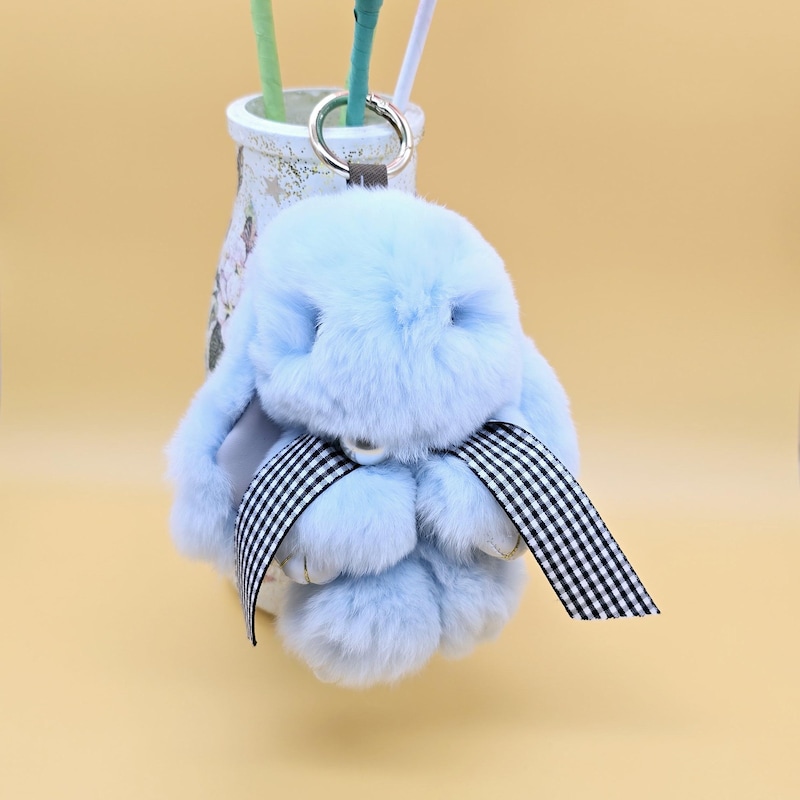 Rabbit Fur Bunny Keychain - Etsy