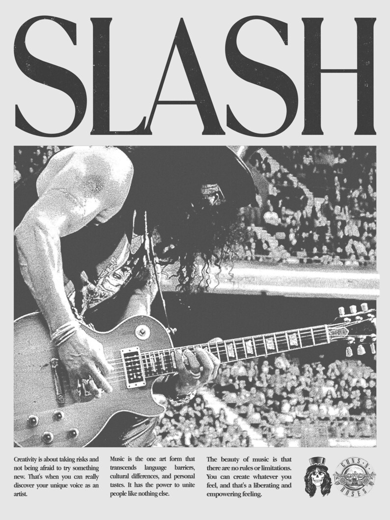 Slash Printable Poster for Music Lovers, Wall Art, Vintage Rock Decor ...