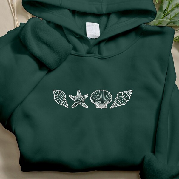 Seashell Embroidered Hoodie - Etsy
