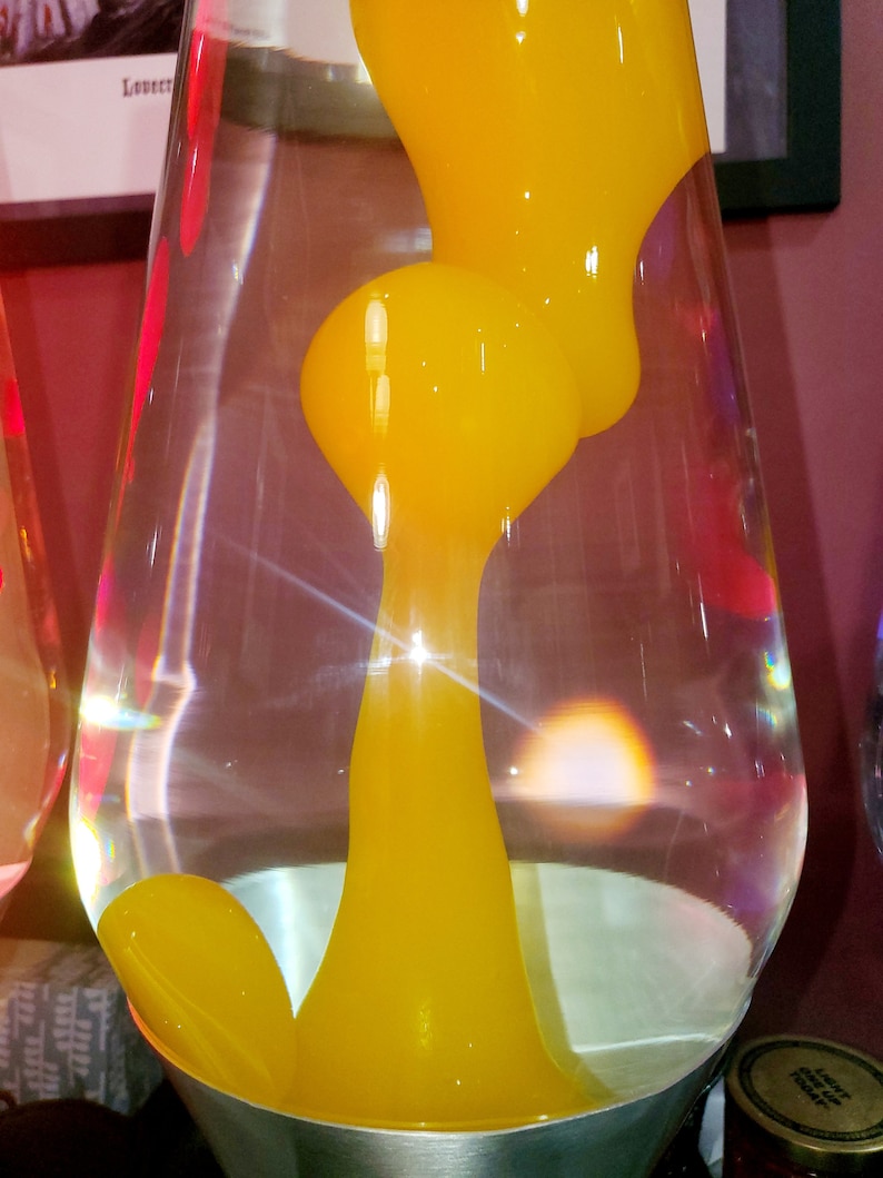 Custom Made 27” Grande Lava Lamp, Bright Yellow Wax With Crystal Clear ...