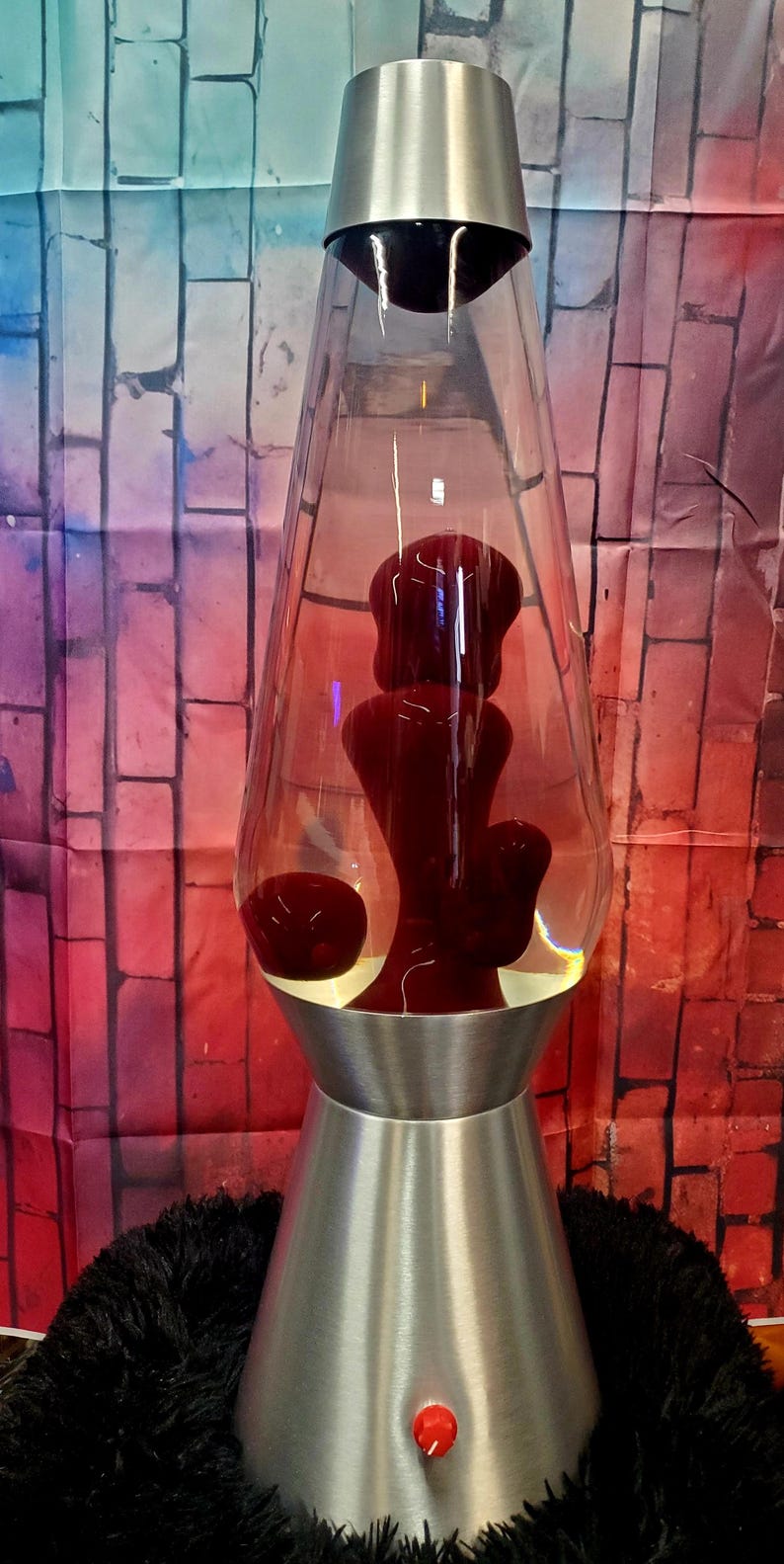 Rare Custom Made 27” Grande Lava Lamp - Blood Red Lava With Crystal ...