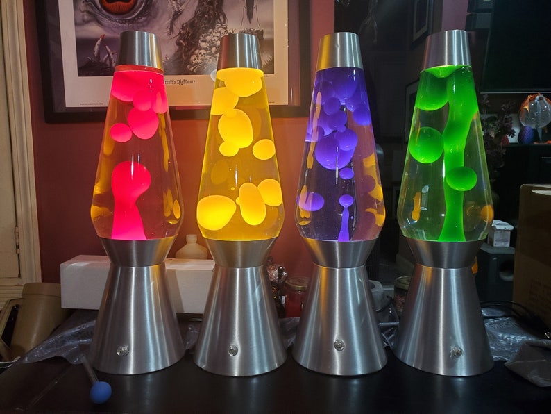 Custom Made 27” Grande Lava Lamp, Bright Yellow Wax With Crystal Clear ...