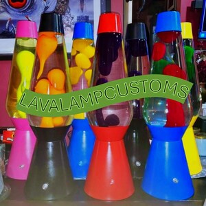 Custom 27” Grande Lava Lamp - Hot Pink Lava Wax and Custom Patriot Blue ...