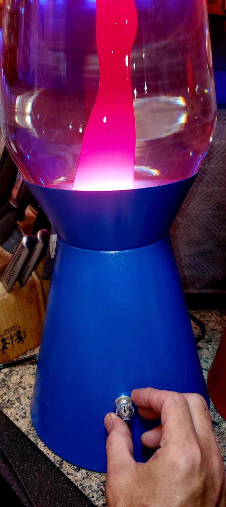 Custom 27” Grande Lava Lamp - Hot Pink Lava Wax and Custom Patriot Blue ...
