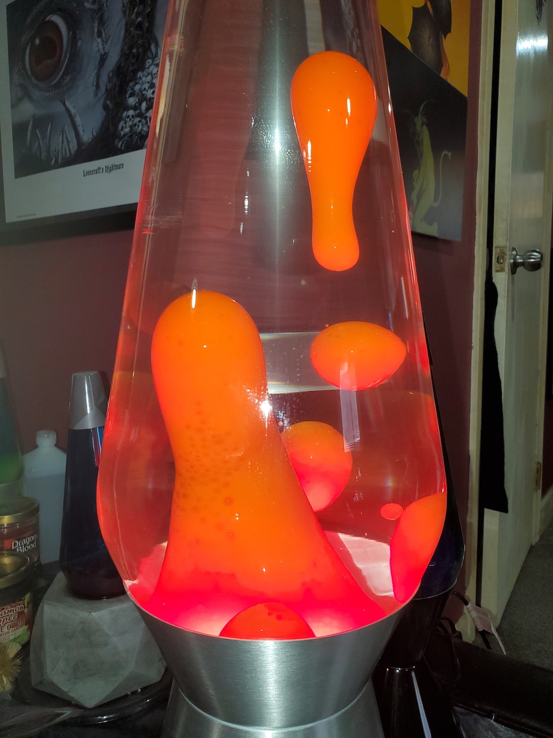 Super Rare Custom Made 27” Grande Lava Lamp - Orange Lava With Crystal ...