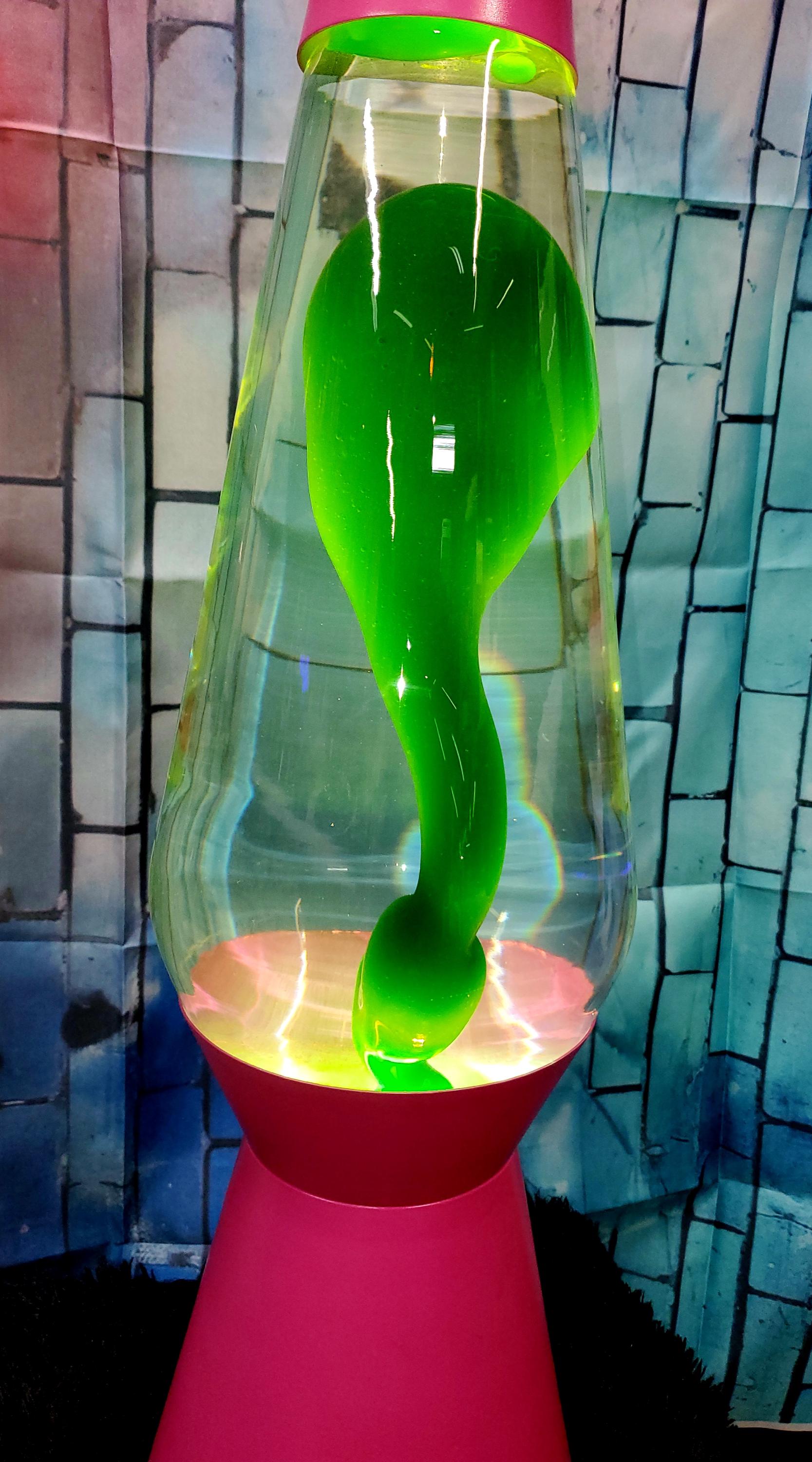 Custom Made 27” Grande Lava Lamp Alien Green Lava W/pink Base & Custom ...