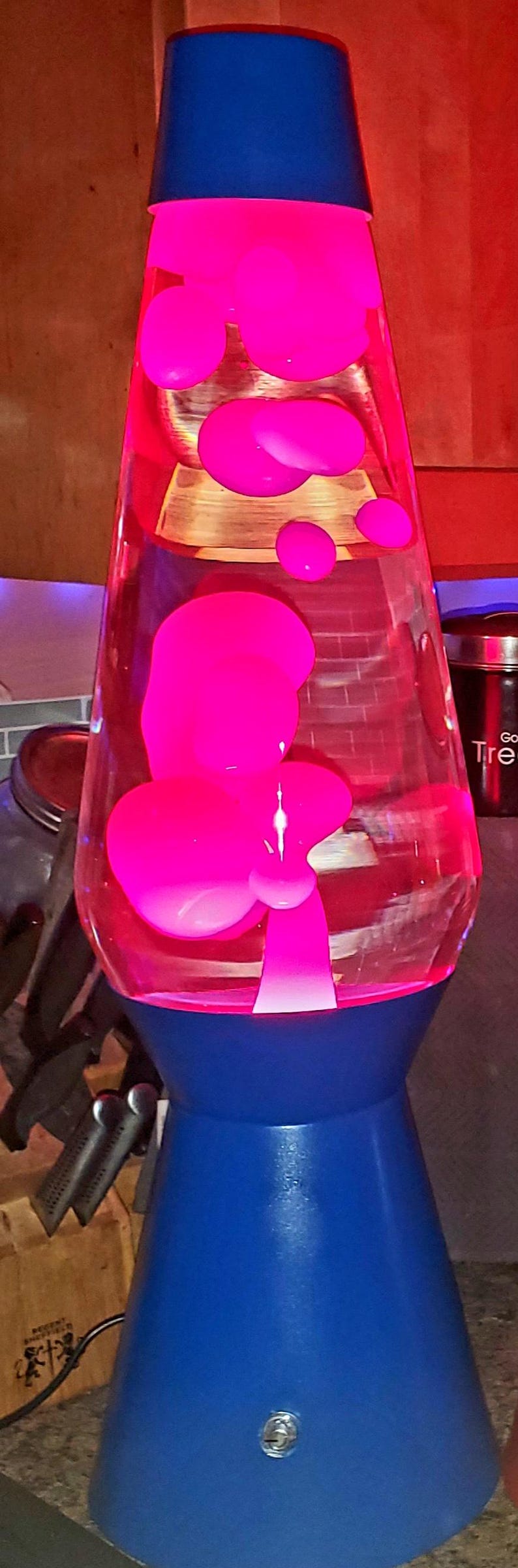 Custom 27” Grande Lava Lamp - Hot Pink Lava Wax and Custom Patriot Blue ...