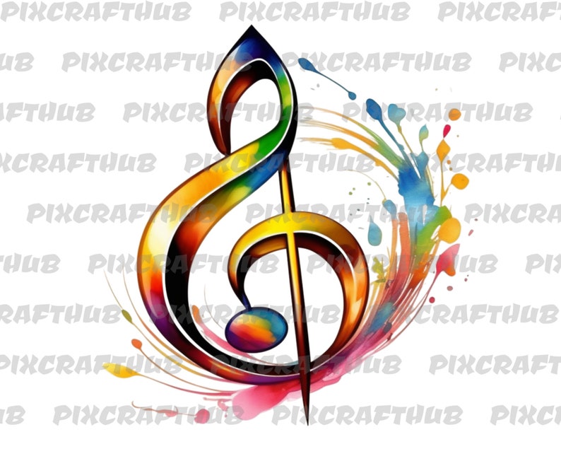 Watercolour Music Notation Clipart PNG, Coloured Musical Note, Instant ...