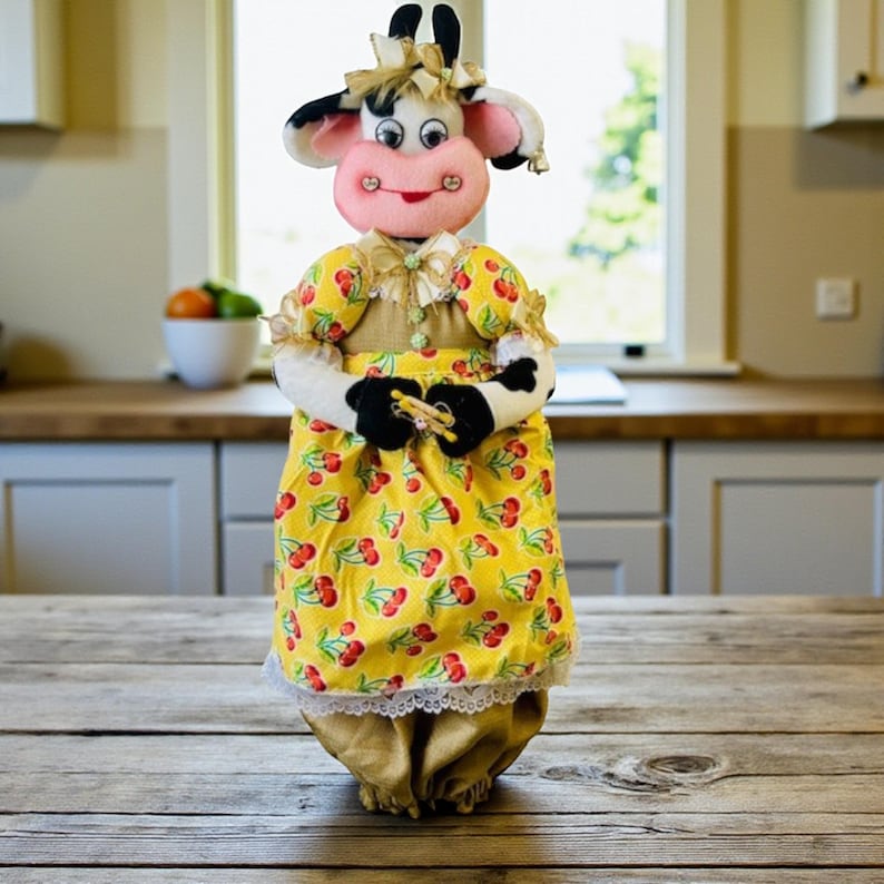 Cow Plastic Bag Dispenser: 100% Cotton Kitchen Storage Organizer - Etsy