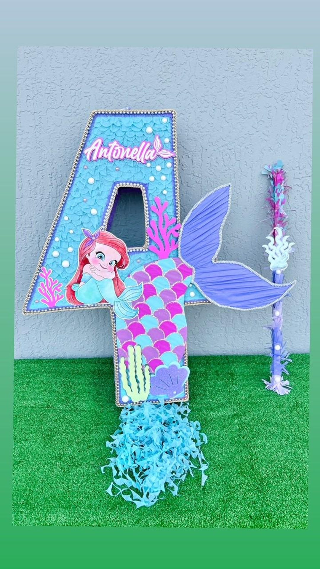 Mermaid Number Four Piñata Under the Sea Party Mermaid Birthday ...