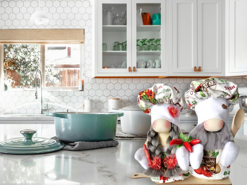 Chef Gnome Kitchen Gnome Farmhouse Decor Knitted Gnome Baker Gnome ...