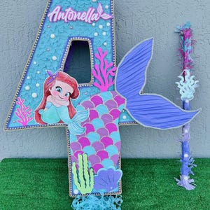 Mermaid Number Four Piñata Under the Sea Party Mermaid Birthday ...