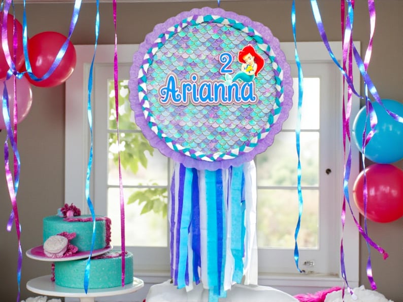 Personalized Little Mermaid Piñata, Round Under-the-sea Themed Pinata ...