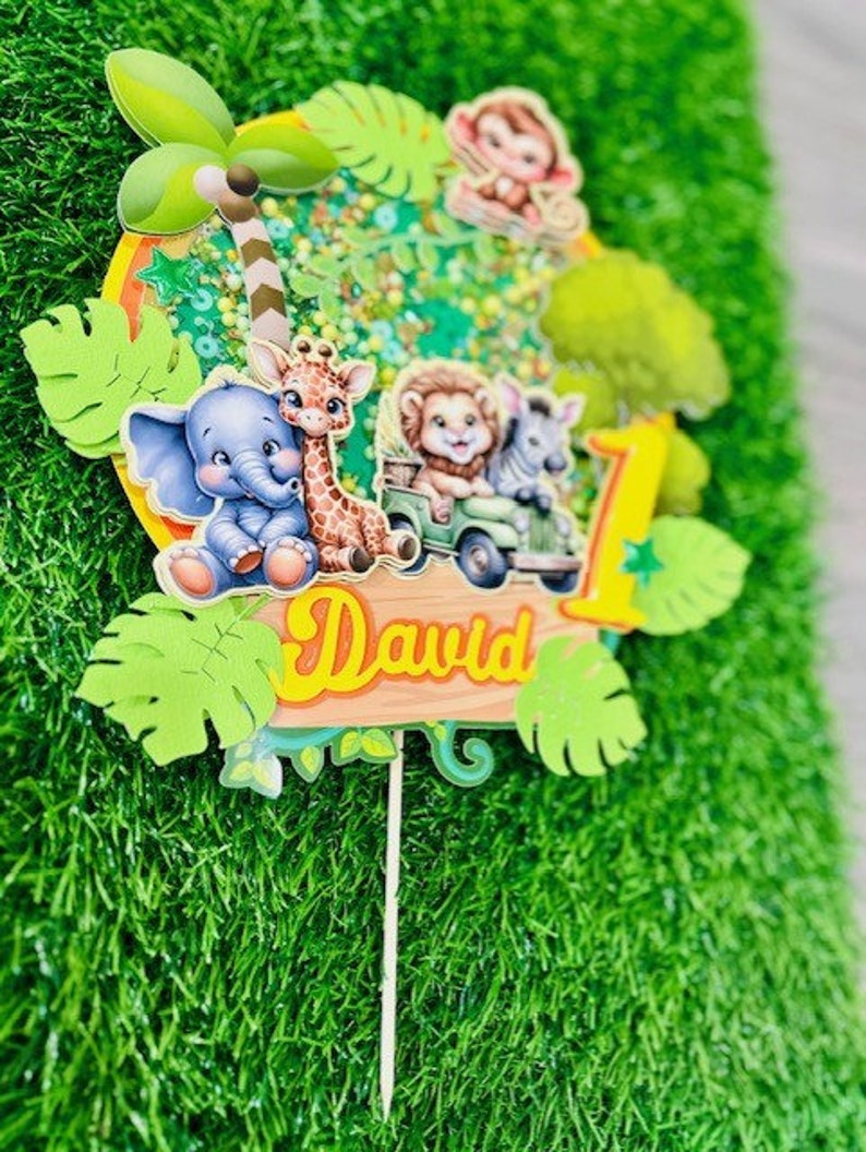 Safari Cake Topper, Safari Birthday Theme Cake Topper Safari Expedition ...
