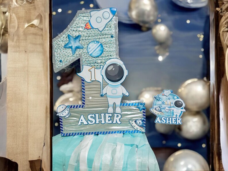 3D Astronaut Pinata and Cake Topper Party Kit 1-9 Space Pinata Galaxy ...