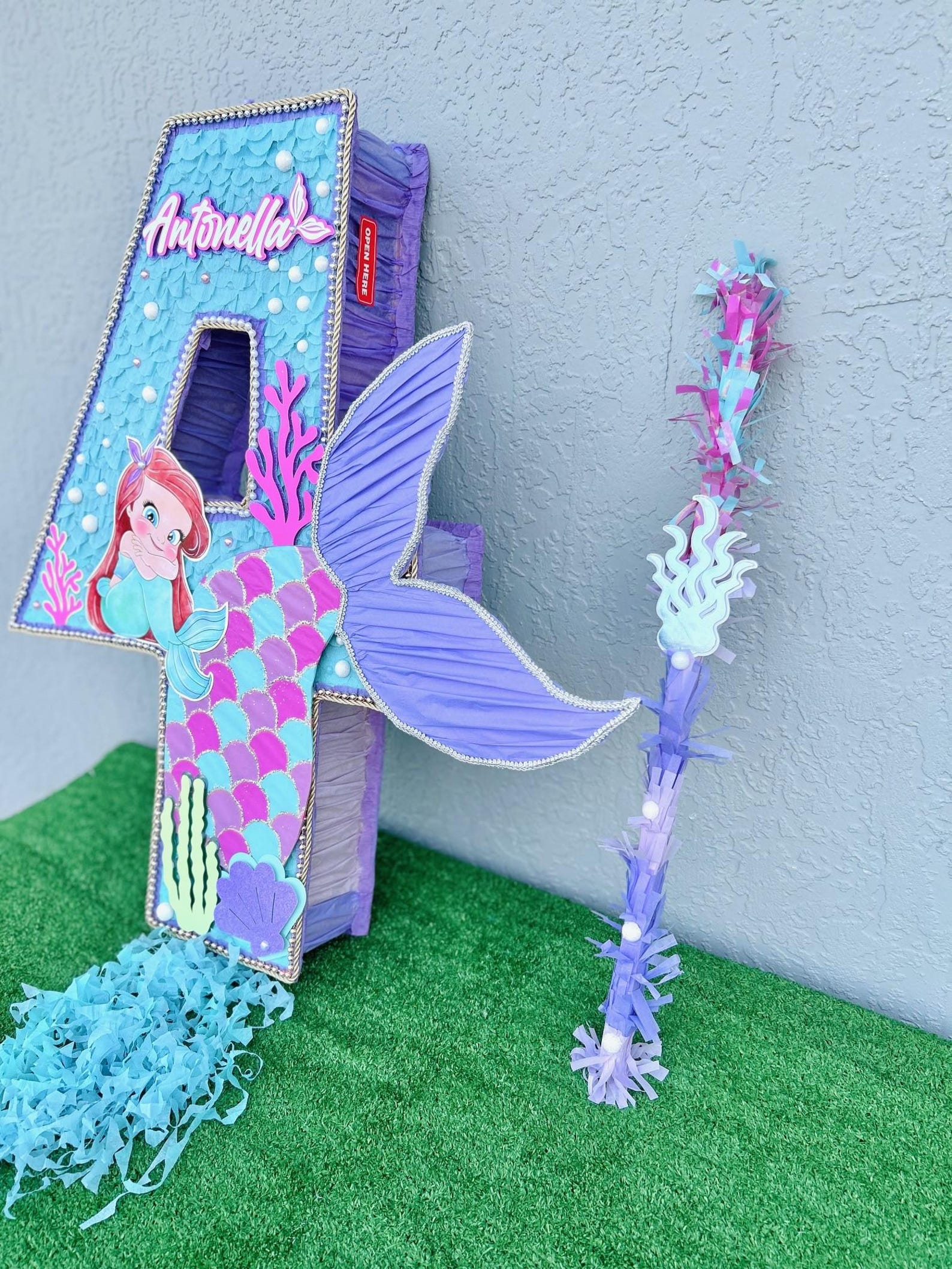 Mermaid Number Four Piñata Under the Sea Party Mermaid Birthday ...