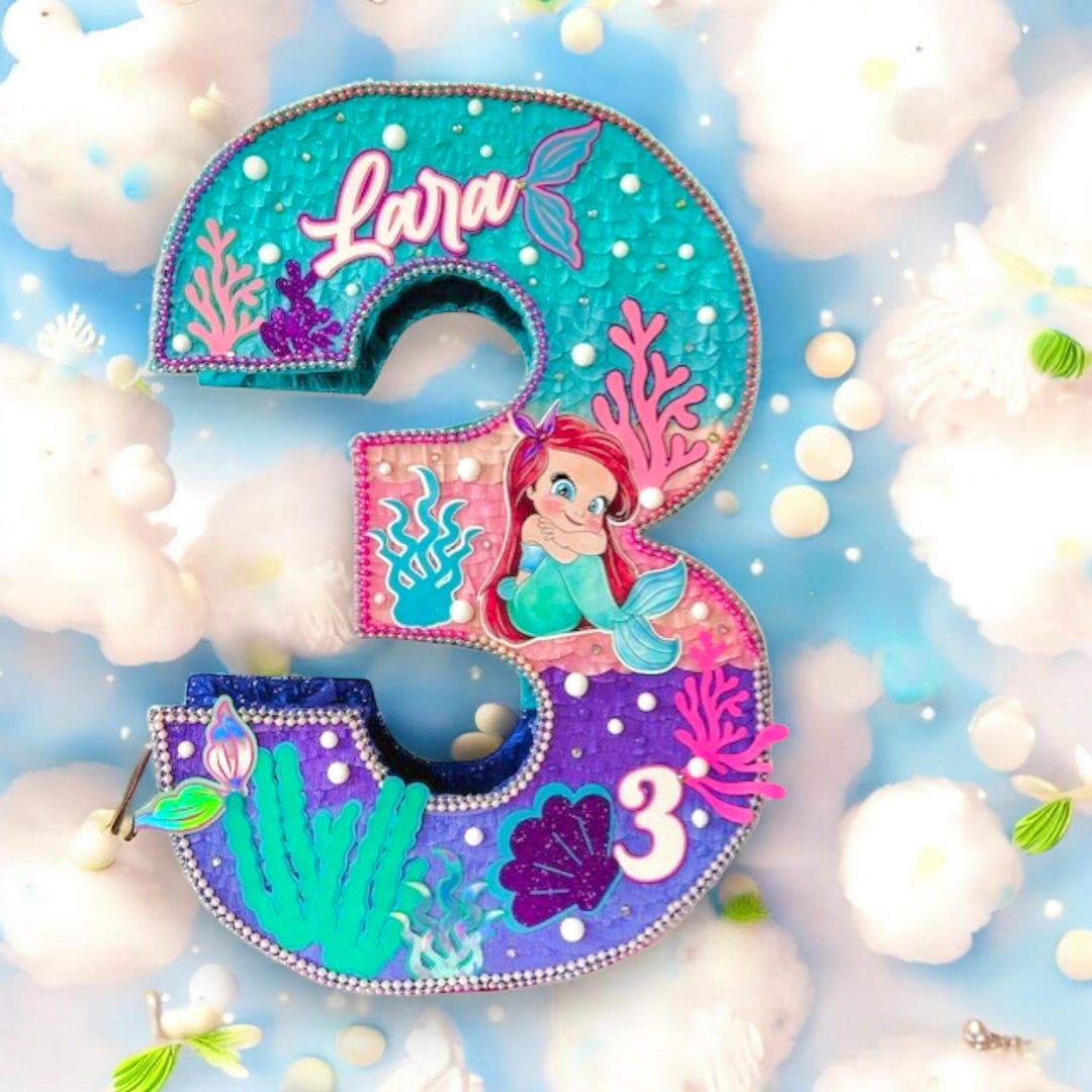 Mermaid Number Piñata Under the Sea Party Mermaid Birthday (available ...