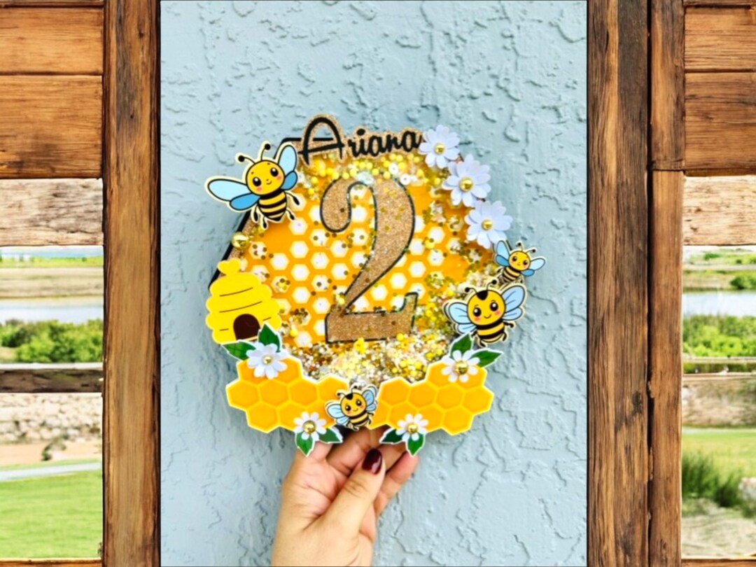 Bees and Honeycomb Cake Topper Personalized Bee Flower Topper Honeybee ...