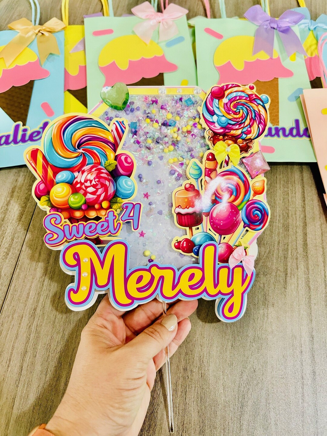 Sweet and Candy Land Cake Topper, Candy Party Decorations Sweet Cake ...