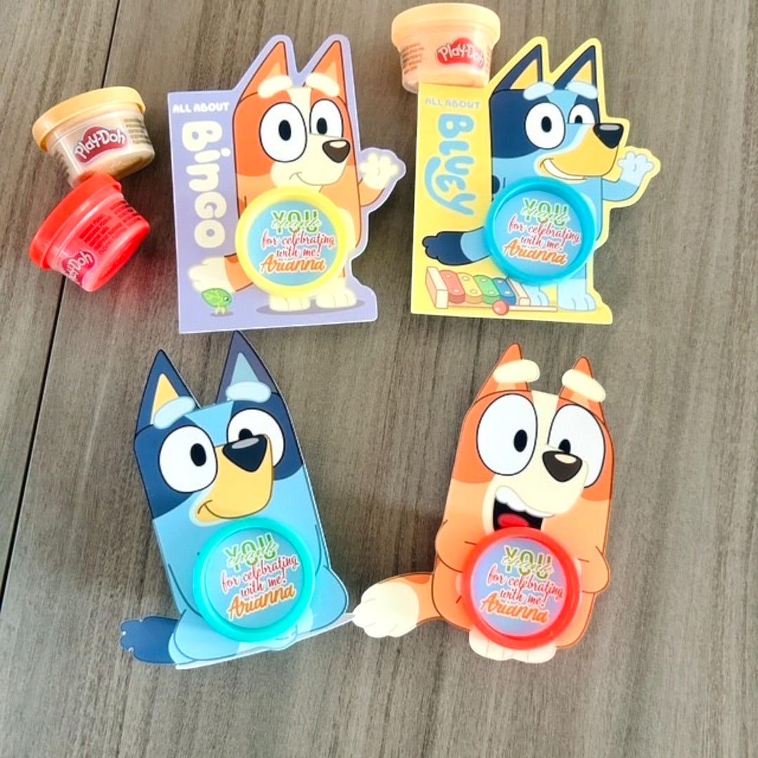 Bluey Play-doh Party Favors: Personalized Card & Modeling Clay - Etsy