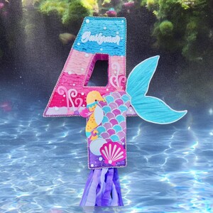 Mermaid Number Four Piñata Under the Sea Party Mermaid Birthday ...