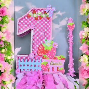 Strawberry 1st Birthday Piñata: Berry Sweet Party Decor - Etsy