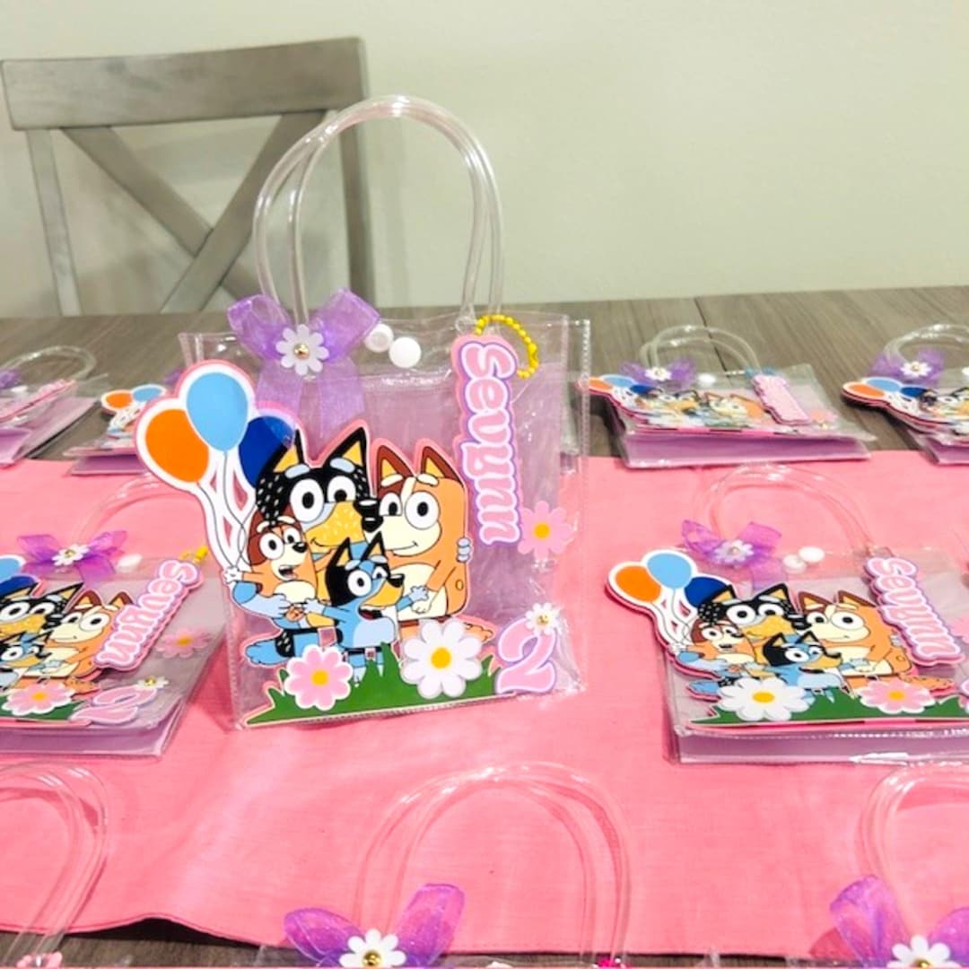Personalized Bluey Party Favor Bags: Pastel Rainbow, Clear Gift Bags - Etsy