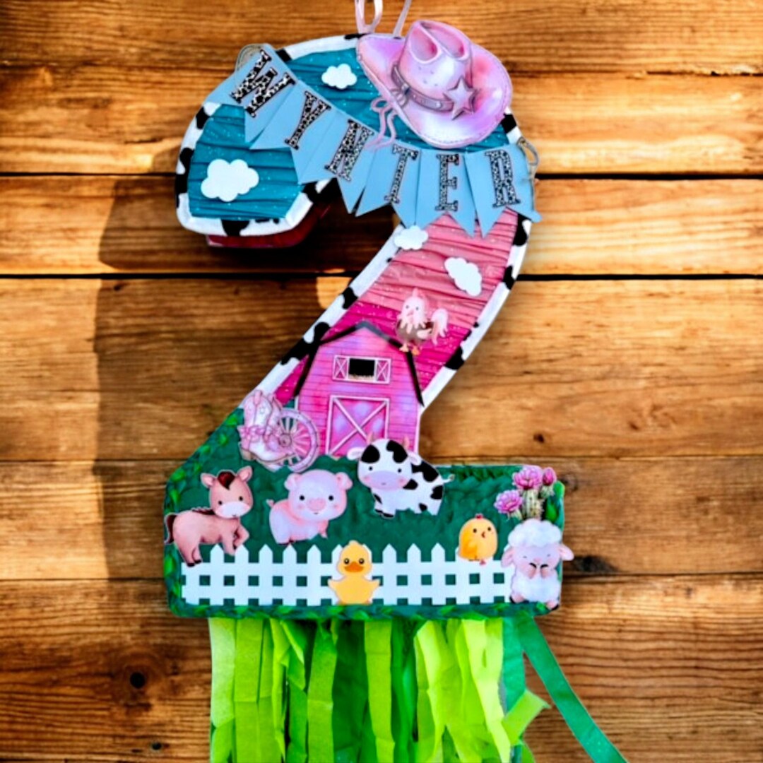 Farm Pinata for Girl's Pink Farm Pinata Cowgirl Pinata Animal Pinata ...