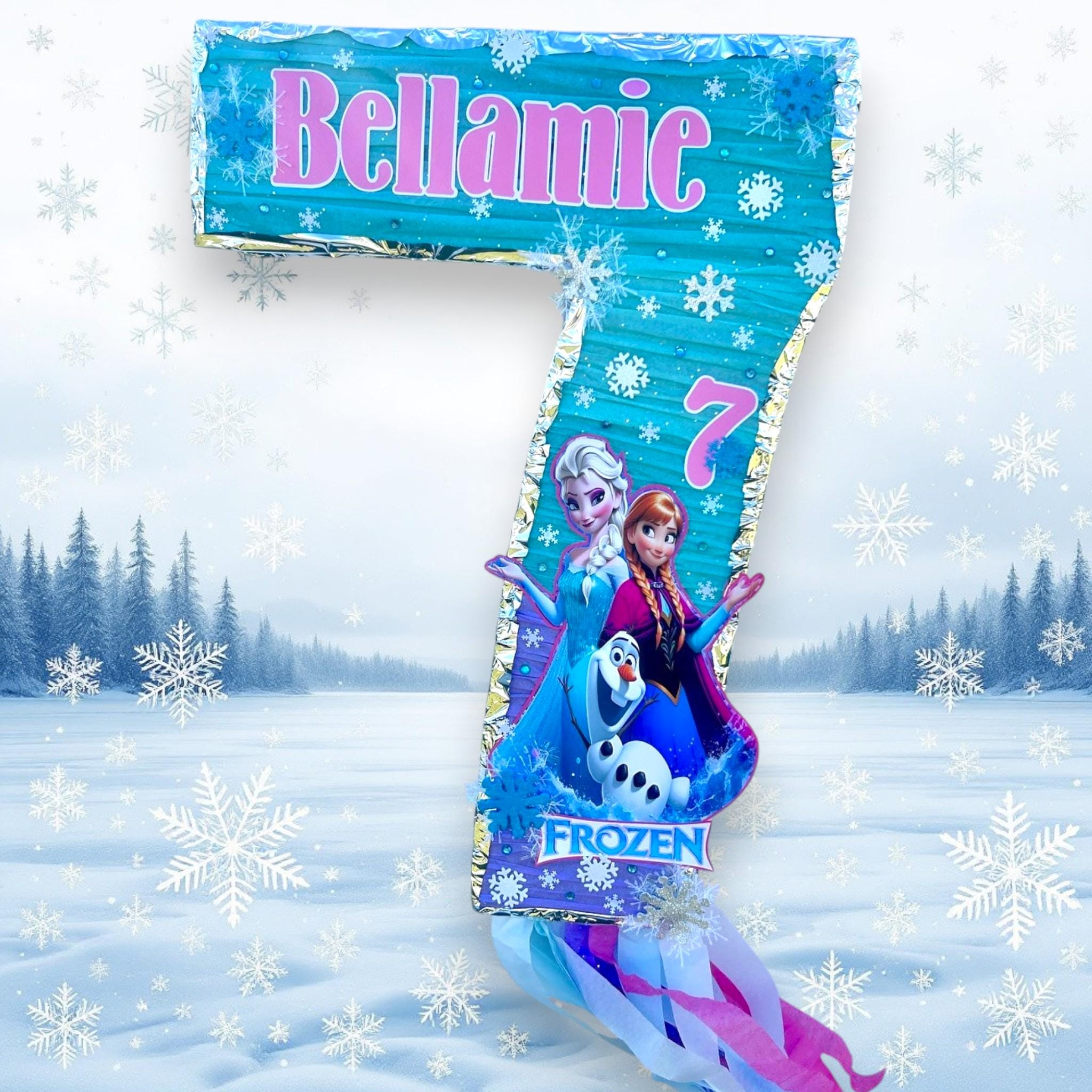 Frozen Number Pinata: Elsa, Anna, Olaf Snowflake Party Decoration - Etsy