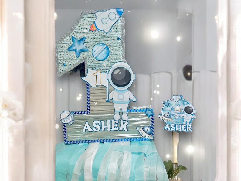 3D Astronaut Pinata and Cake Topper Party Kit 1-9 Space Pinata Galaxy ...