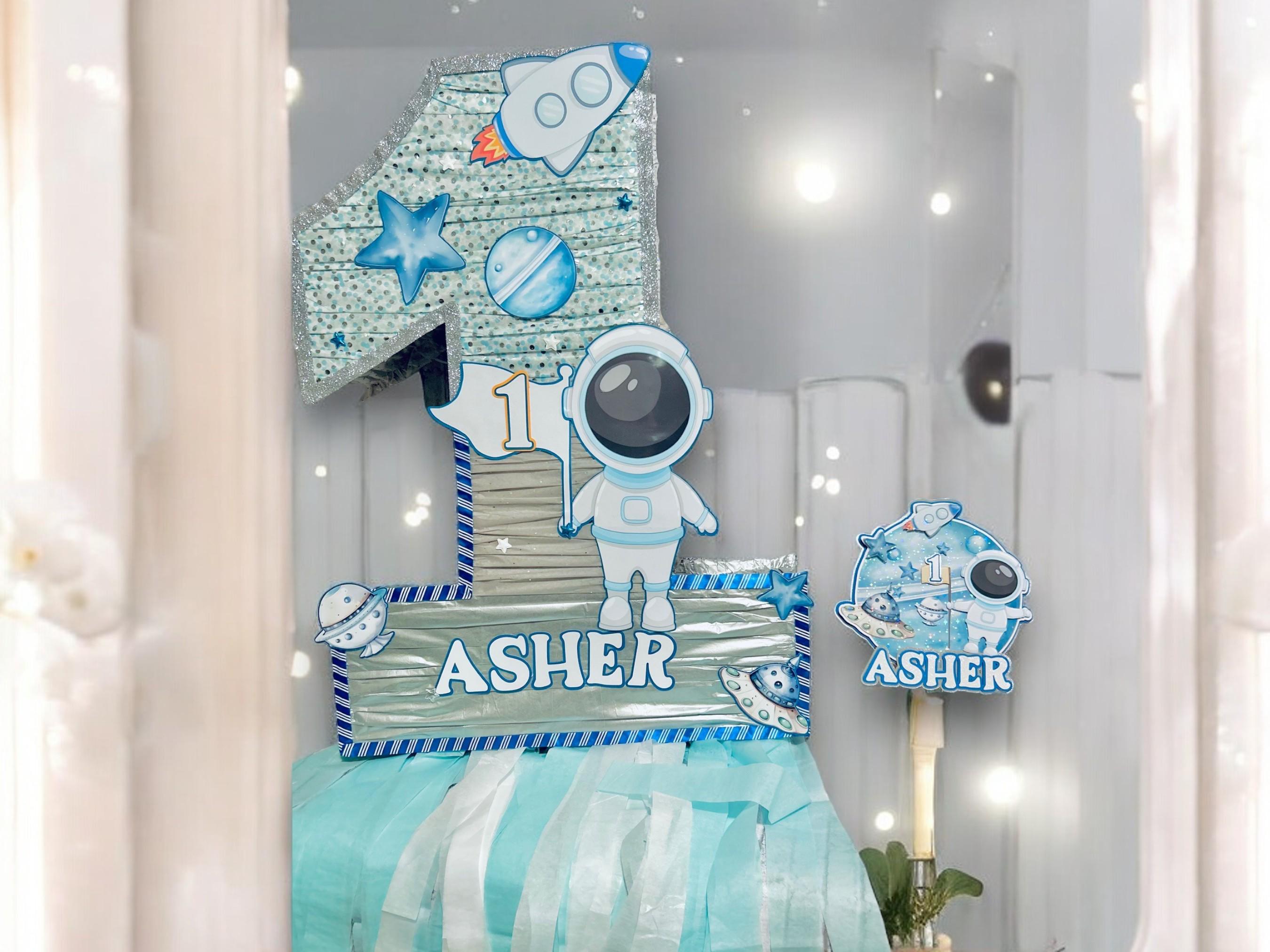 3D Astronaut Pinata and Cake Topper Party Kit 1-9 Space Pinata Galaxy ...