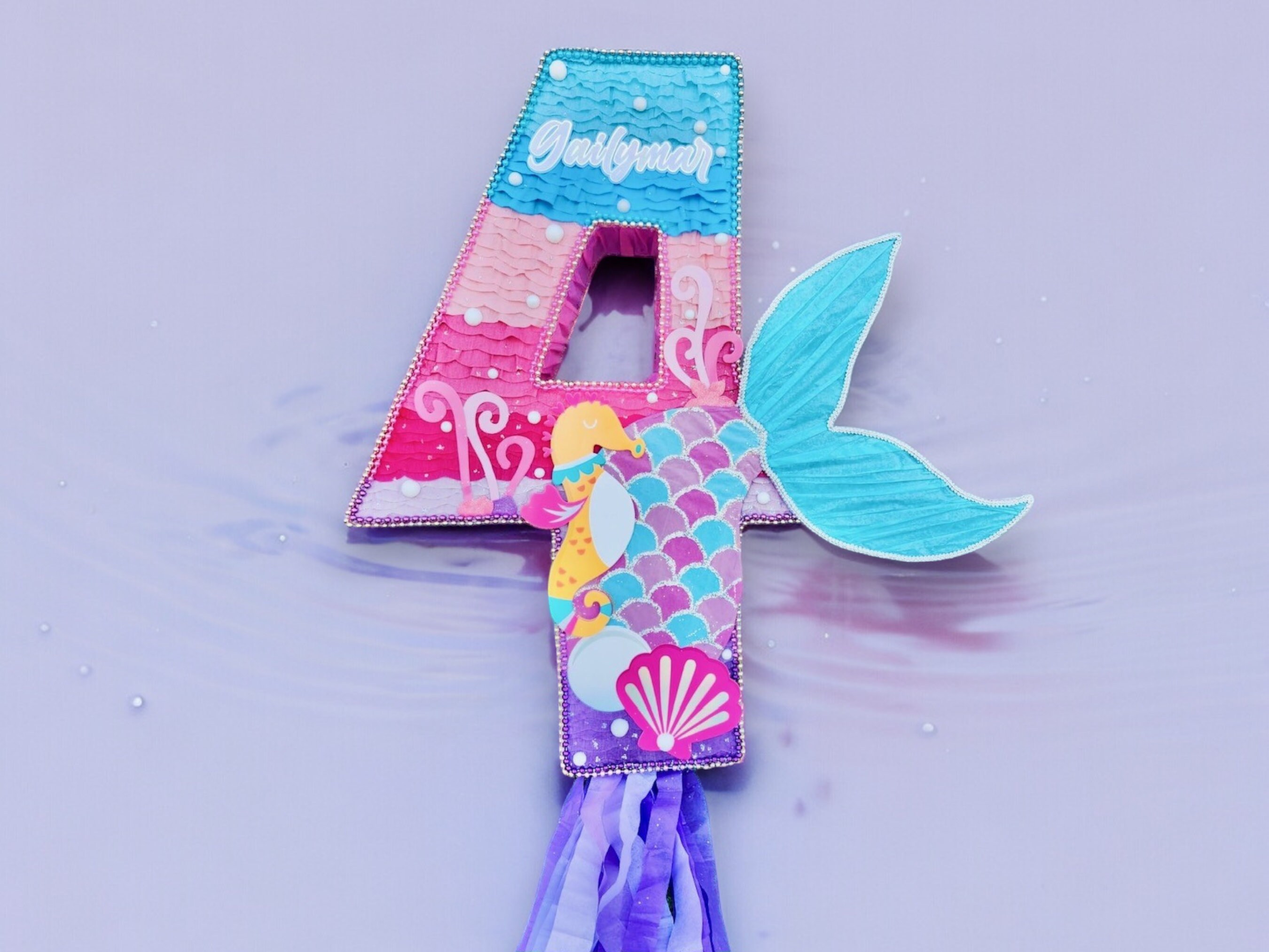 Mermaid Number Four Piñata Under the Sea Party Mermaid Birthday ...