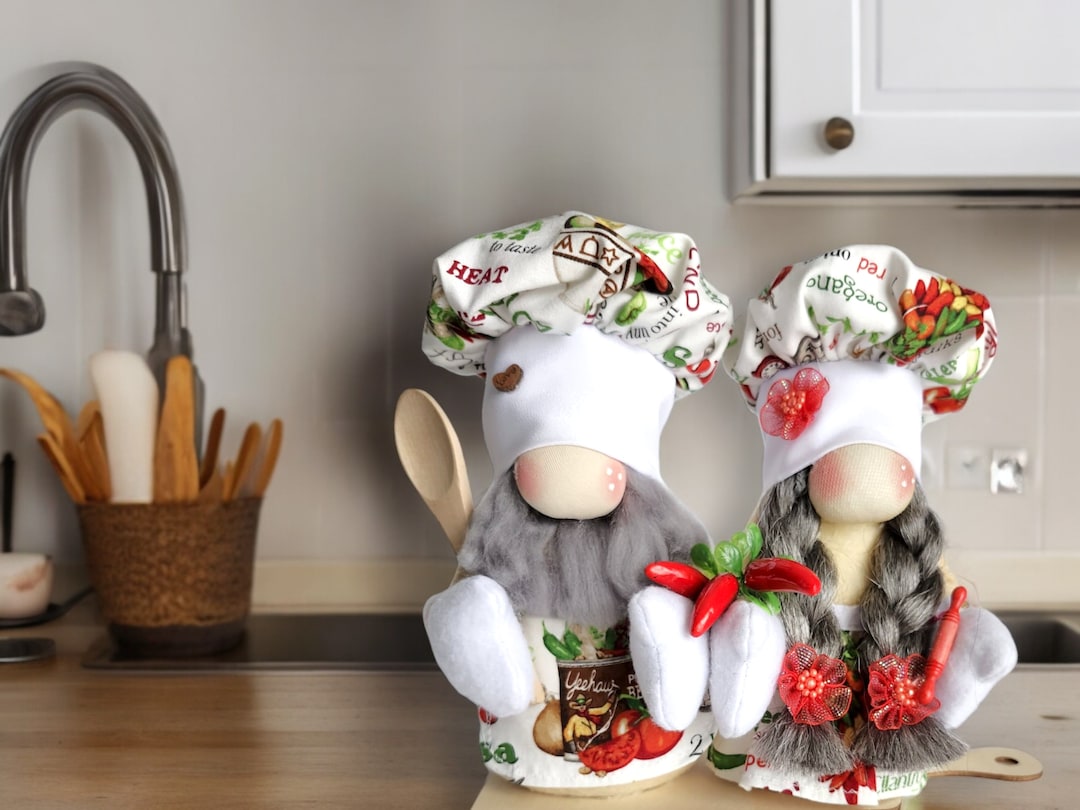 Chef Gnome Kitchen Gnome Farmhouse Decor Knitted Gnome Baker Gnome ...