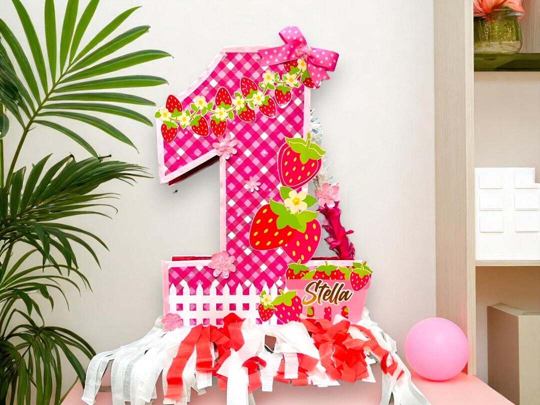 Strawberry 1st Birthday Piñata: Berry Sweet Party Decor - Etsy