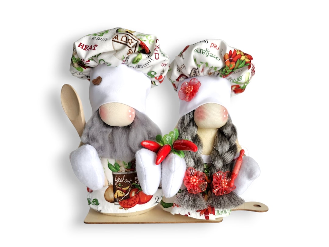 Chef Gnome Kitchen Gnome Farmhouse Decor Knitted Gnome Baker Gnome ...