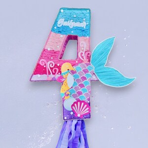 Mermaid Number Four Piñata Under the Sea Party Mermaid Birthday ...
