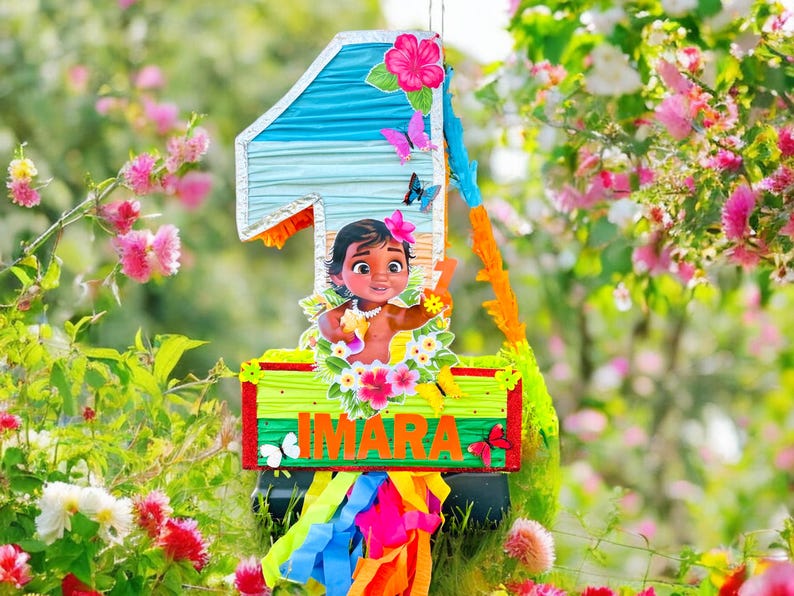 Personalized Moana Number Pinata: Tropical Hawaiian Party Decor - Etsy