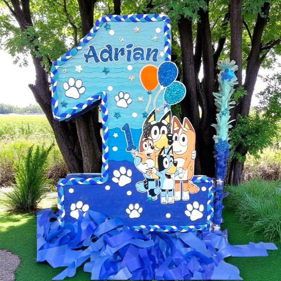 Bluey and Her Family Pinata, Blue-colored Pinata, Bluey Pinata, Pinata ...